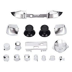 Full Game Controller Plating Button Set, Game Handle Accessories Compatible Beautiful Appearance for Series X(Silver Plating)