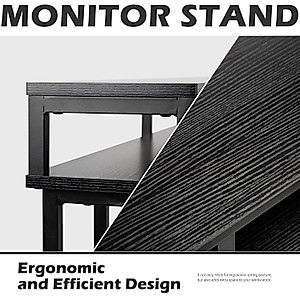 OUTFINE Desk Computer Desk Office Desk with Wodden Drawer, Monitor Stand and Storage Shelves