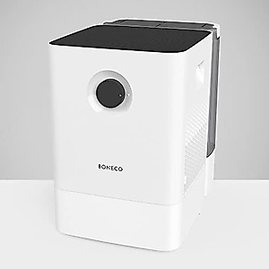 BONECO 2 in 1 Large Room Whisper Quiet Humidifier and Air Purifier with Automatic Shut Off Function and Fragrance Essential Oil Container, White