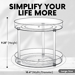Clear Lazy Susan Organizer, Rotating Kitchen Pantry Organization and Storage, Medicine Cabinet Organizer, Lazy Susan Turntable Organizer for Cabinets, Bathroom, Refrigerator, Dresser, Spice Organizer