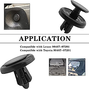 100Pcs Nylon Engine Under Cover Push-Type Retainer Clips Engine Splash Shield Fender Liner Trunk Lid Trim with Bonus Fastener Remover Compatible with Toyota Lexus 90467-07201