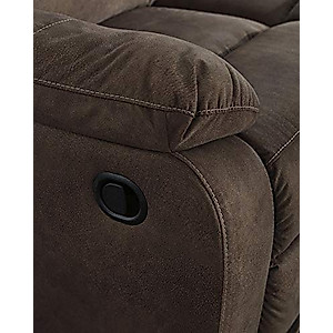 Signature Design by Ashley Bolzano Faux Leather Double Seat Manual Reclining Sofa, Brown