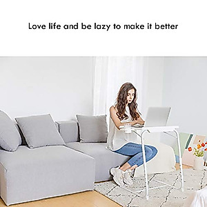 Liftable Laptop Table Bedside Study Wirting Table Student Dormitory Computer Table Height Adjustable for Small Space (White)