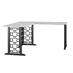 CosmoLiving by Cosmopolitan Ella L, White Marble/Black Desk