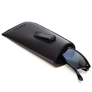 Calabria Soft Slip-In Glasses Case Vertical Pocket Clip Black Men Women Faux Leather Felt Eyeglasses Pouch Sunglasses Holder