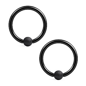 Ruifan 12PCS 316L Surgical Steel Matte Captive Bead Rings Nose Belly Eyebrow Tragus Lip Ear Nipple Hoop Ring BCR 16G 10MM