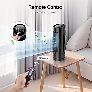 VCK 13-Inch Tower Fan - 70° Oscillation Desk Fan with 3 Speeds, 3 Wind Modes, Safe Bladeless Design, Digital Touch Screen, Remote Control, 1-7H Timer - Quiet Table Fan for Home Office Bedroom