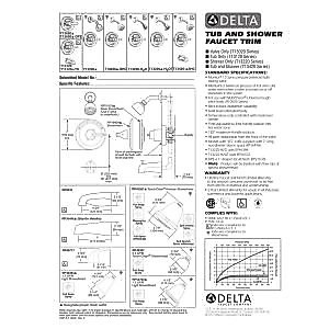 Delta Faucet Classic 13 Series Shower Faucet Set with 3-Spray Shower Head, Shower Handle, Brass Shower Faucet, Delta Shower Trim Kit, Polished Brass T13220-PBSHC
