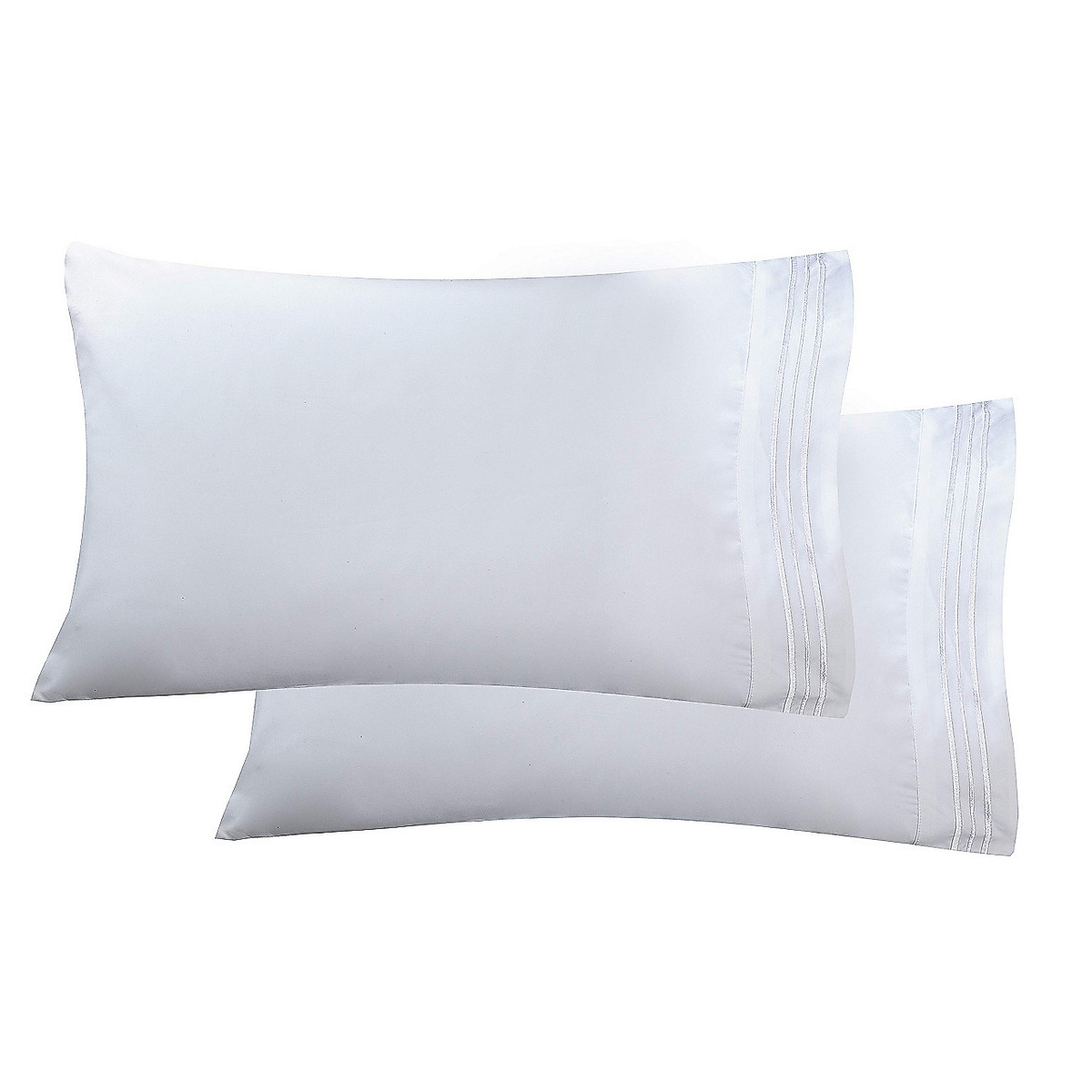 Elegant Comfort Luxury Ultra-Soft 2-Piece Pillowcase Set 1500 Thread Count Egyptian Quality Microfiber Double Brushed-Wrinkle Resistant, Standard Size, White