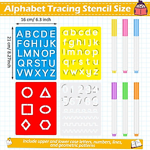 Gersoniel 10 Pieces Preschool Letters and Numbers Alphabet Stencils Colorful Double Sided Tracing Board PET Paint Boards for Painting with Craft Markers Marker Paint Pens Preschool Learning Toys