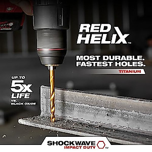 Milwaukee Electric Tool 48-89-4605 Impact Drill Bit, 1/8" Diameter x 2.62" L, 29/32" 35 Degree Helix Flute, 1/4" Hex Shank, 135 Degree