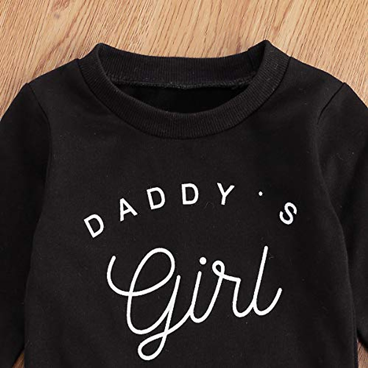 DuAnyozu Infant Toddler Baby Girl Long Sleeve Shirts Daddys Girl Pullover Sweatshirt Tops Fall Outfit Casual Clothes (Black, 12-18 Months)