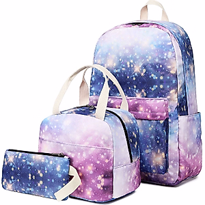 CAMTOP Backpack for Girls Teens School Bookbags Cute Kids Backpacks (Galaxy-Purple Pink)