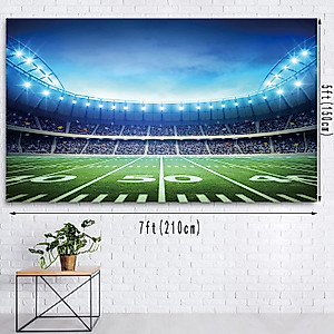Football Field Backdrop American Football Field AuditoriumLight Rugby Sports Soccer Themed Party Baby Photography Background (7X5FT)
