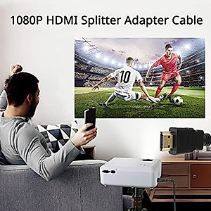 HDMI Cable Splitter 1 in 2 Out HDMI Adapter Cable HDMI Male to Dual HDMI Female 1 to 2 Way, Support Two TVs at The Same Time, Signal One In Two Out