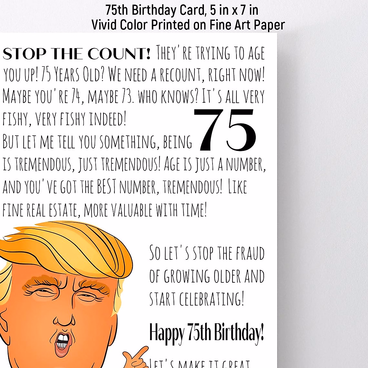GIFTSFARM Funny 75th Birthday Card, 75 Birthday Card for Women or Men, Birthday Card Decoration Gifts for Him or Her Turning 75 Years Old (5 x 7 Inch Birthday Card with Kraft Envelope)