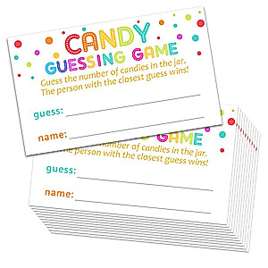 Yangmics Direct 60 Candy Guessing Game Cards - Guess How Many in the Jar Game Tickets-Baby Shower Party Collection