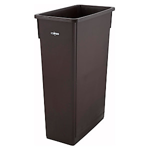 Winco Slender Trash Can, 23-Gallon, Brown