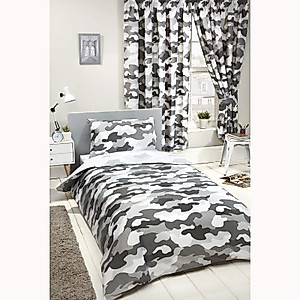 Price Right Home Grey Army Camouflage Reversible UK Single/US Twin Unfilled Duvet Cover and Pillowcase Set