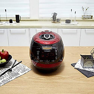 CUCKOO CRP-HZ0683FR | 6-Cup (Uncooked) Induction Heating Pressure Rice Cooker | 13 Menu Options, Auto-Clean, Voice Guide, Made in Korea | Black/Red