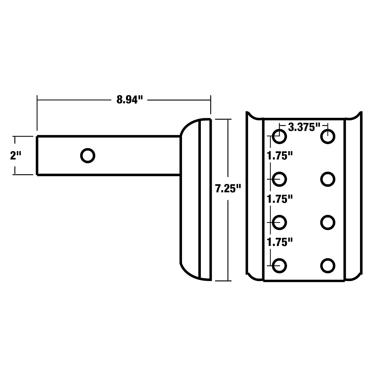 Buyers Products PM90 Pintle Hitch Mount, 3 Position With 9 Inch Shank,Black