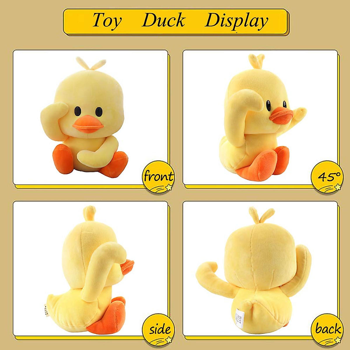 AIXINI 11.8inch Plush Duck Stuffed Animal Soft Toys Yellow Duckling Duckie Stuff, Funny Cuddly Gifts