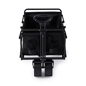Seina 150 Pound Capacity Heavy Duty Steel Frame Collapsible Folding Outdoor Portable Utility Cart Wagon with All Terrain Plastic Wheels, Black