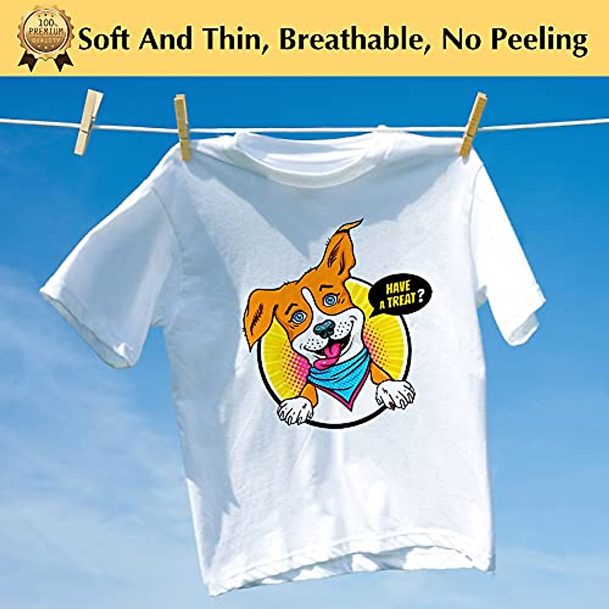 TransOurDream Heat Transfer Paper for Light T Shirts (20 Sheets, 8.5x11") Clear Iron on Transfer Paper for Light &White Fabrics Printable Heat Transfer Vinyl for Inkjet Printer (Trans-1)
