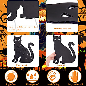 FEQO 9 Piece Outdoor Yard Decorations - Black Cat Halloween Silhouette Garden Stakes