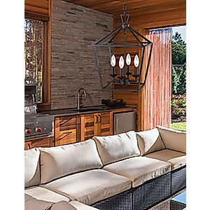 Trans Globe Imports 10264 ROB Transitional Four Light Pendant from Lacey collection in Bronze/Dark finish, 12.00 inches