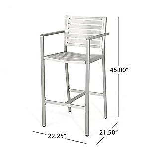 Christopher Knight Home Tammy Coral Outdoor Silver Rust-Proof Aluminum 29.50 Inch Barstools (Set of 4)