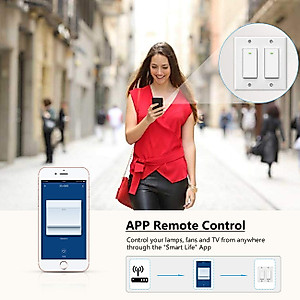 Smart Light Switch, Double Smart WiFi Light Switches, Smart Switch 2 Gang Works with Alexa Google Assistant