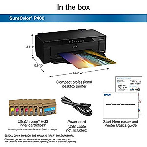 Epson SureColor P400 Wireless Color Photo Printer, 20.9 x 25.8 x 13.5 Inches, Black, Model:C11CE85201