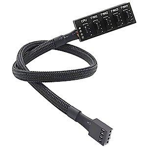 ThreeBulls PWM Fan Hub , PC CPU Cooling 4 PIN/3PIN Power Cable Hub Splitter Adapter Sleeved Case for 12V Desktop Computer Cooler Fans 1 to 5 Way (15.7 Inch)