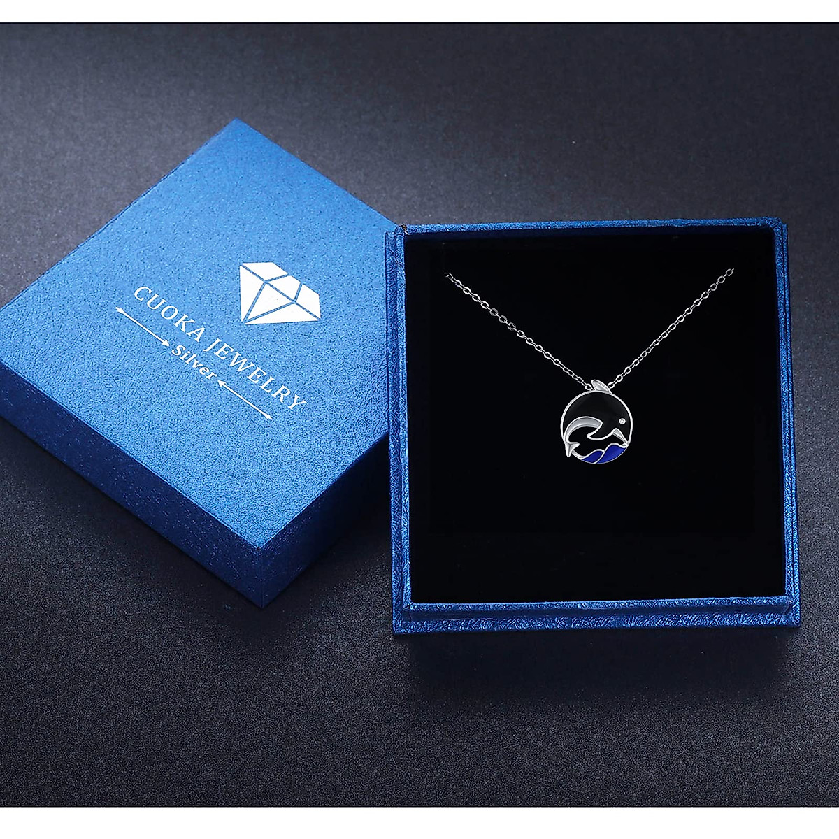 AOVEAO Dolphin Necklace, Whale Necklace 925 Sterling Silver Hawaii Ocean Theme Pendant Necklace Dolphin Whale Jewelry Mother's Day Gifts for Women Girls Birthday