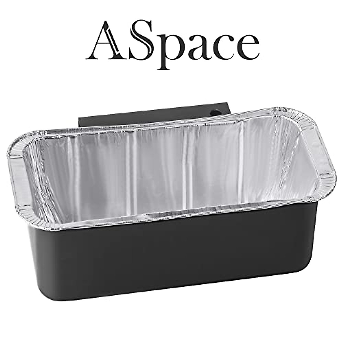 aspace Grease Catcher with Cup Liners, Drip Catcher Pan for Blackstone 28& 36 Inch Professional Flat Top Griddle Liquid Holders, Black Metal Tray with 6-Pack Disposable Foil Pans(Short Hook)