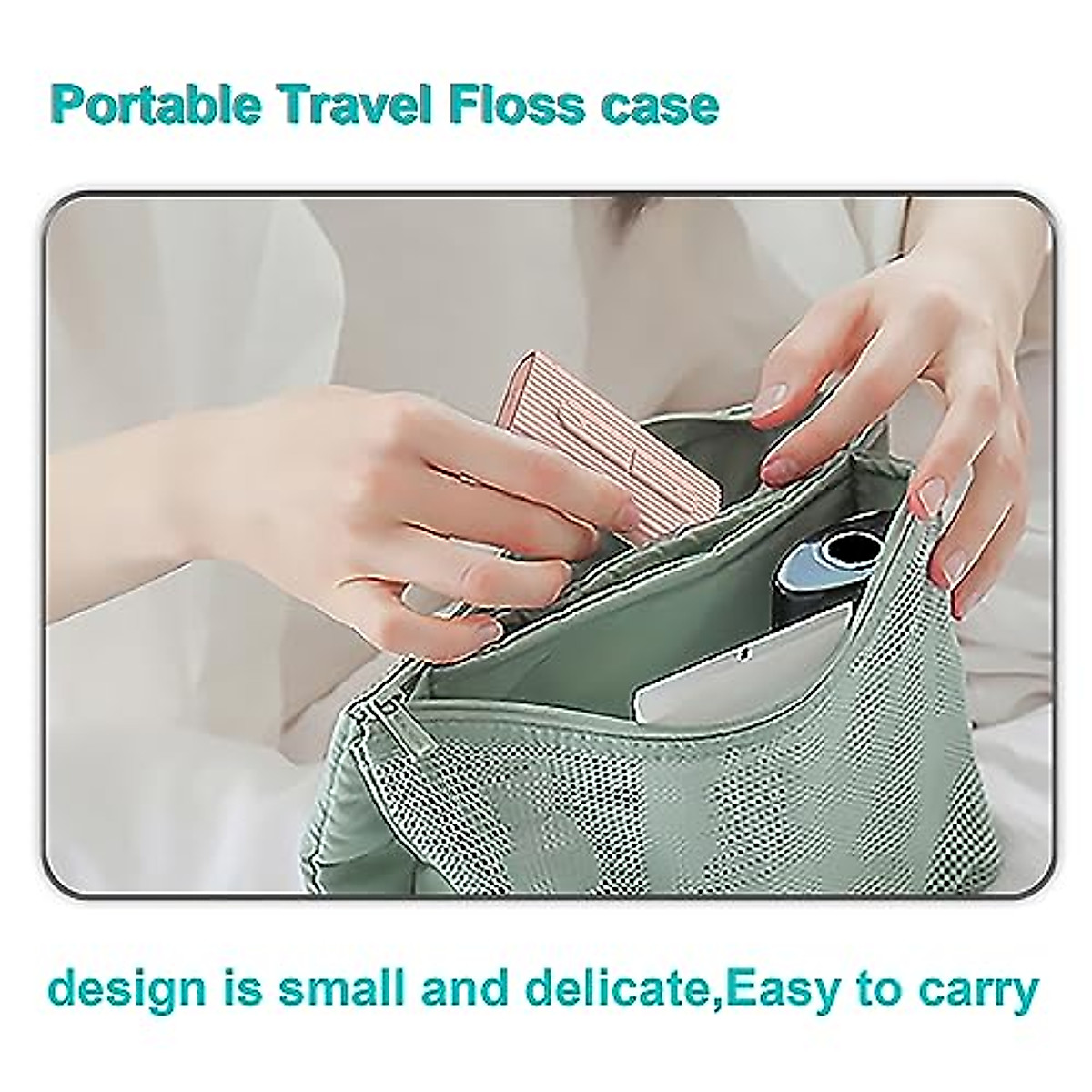 Portable Dental Floss Dispenser 2 Case,Holy Rose Portable Floss Picks Case with Adult Floss Sticks 80 Count,Flossers Toothpicks Case Perfect for Home,Travel Cleaning Teeth Oral Care Best Tool(Pink)