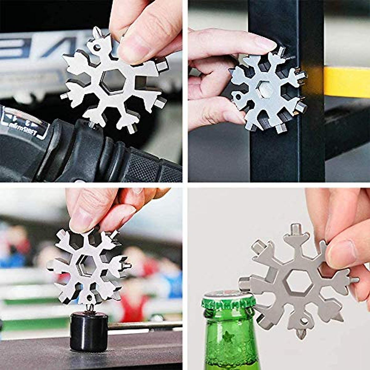 18-in-1 Snowflake Multi tool, Easy N Genius Stainless Steel Snow Multitools Bottle Opener-Screwdriver-Wrench, Cool Gadgets Gift Idea. (Colorful)