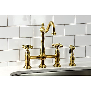 Kingston Brass KS1277AXBS Heritage 8-Inch Kitchen Faucet with Brass Sprayer, Brushed Brass