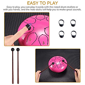 6-10 Inch Steel Tongue Drum Handpan Drum, Moontie Metal Hand Drum Kit Percussion Steel Drum Instrument with Mallets, Mallet Bracket,Tonic Sticker and Music Book