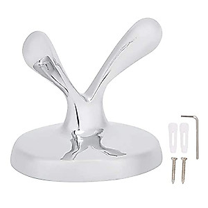 Omabeta Bathroom Towel Hook, Unique Wall Mounted Stainless Steel Double Robe Hook, Practical Arc Design Coat Towel Hanger Holder for Bathroom Living Room Office Hotel(Double Robe Hook)