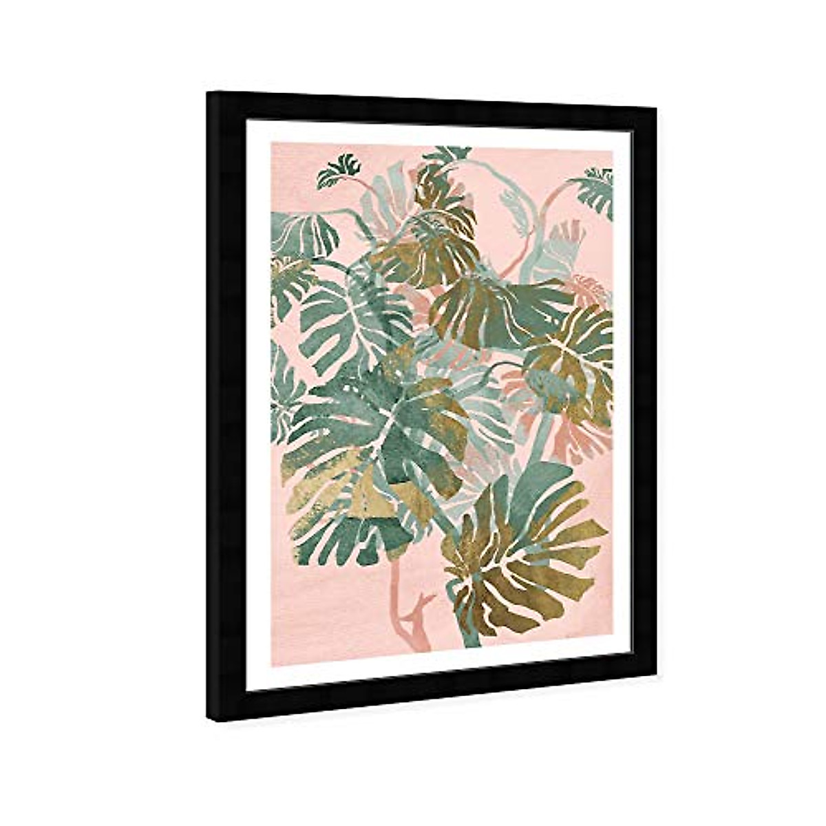 Wynwood Studio Floral Framed Wall Art Prints 'Peach Jungle Tree' Botanicals Home Décor, 13" x 19", Pink, Green
