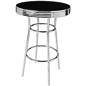 Crown Mark 3905Set Retro 3pc Bar Set w/ 2 stools Black and Chrome