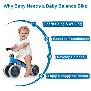 XIAPIA Baby Balance Bike Toys for 1 Year Old Boy Girl Gifts, 10-24 Month Toddler Balance Bike with 4 Silence Wheels, No Pedal Toddler First Bike, First Birthday Gifts Christmas for Boy and Girl (Cat)