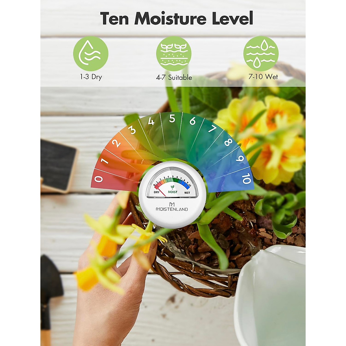 moistenland Moisture Meter for Plants, Soil Moisture Meter, Moisture Meter for Garden, Farming, No Batteries Required