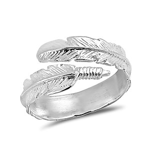 AeraVida Spiritual Embrace Feather Wrap .925 Sterling Silver Ring | Adorable e Wedding Rings For Women | Trendy Comfort Fit Silver Rings for Women | Promise Ring | Sterling Silver Rings Sizes (8)