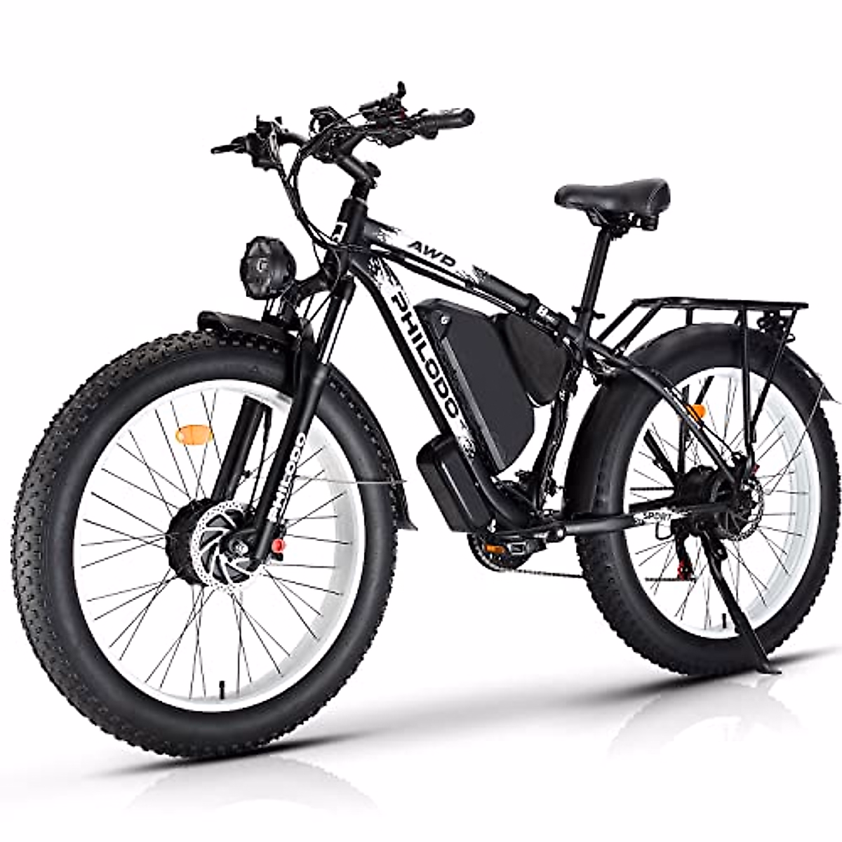 PHILODO Electric Bike for Adults, 48V 22Ah Fat Tire Ebike Dual Motor AWD 2000W 35MPH Electric Bicycles Shimano 21-Speed with Ignition Lock Hydraulic Disc Brakes…