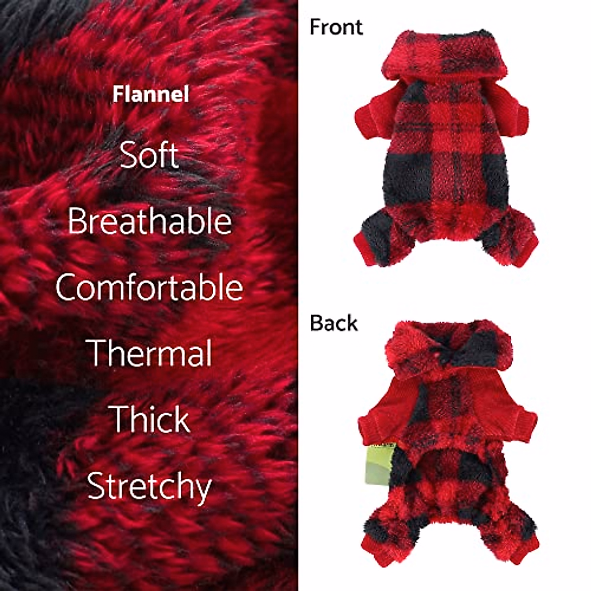 Fitwarm Dog Turtleneck Plaid Sweater, Winter Pajamas, Dog Clothes for Small Dogs Girl Boy, Christmas Pet Coat, Cat Apparel, Red, Large