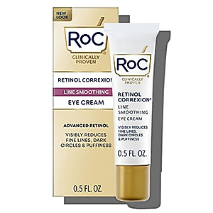 RoC Retinol Correxion Under Eye Cream for Dark Circles & Puffiness, Daily Wrinkle Cream, Anti Aging Line Smoothing Skin Care Treatment 0.5 oz (Packaging May Vary)