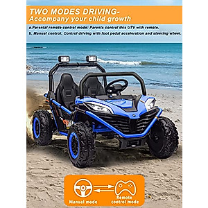 OTTARO 24V 10AH Ride on UTV Cars 2 Seater, Electric Cars Vehicles for Kids Teens,Metal Frame,EVA Wheels, 2x200W Powerful Motors, 20” Large 2 Seats, Bluetooth, Remote Control, Max Speed 4.7Mph(Blue)